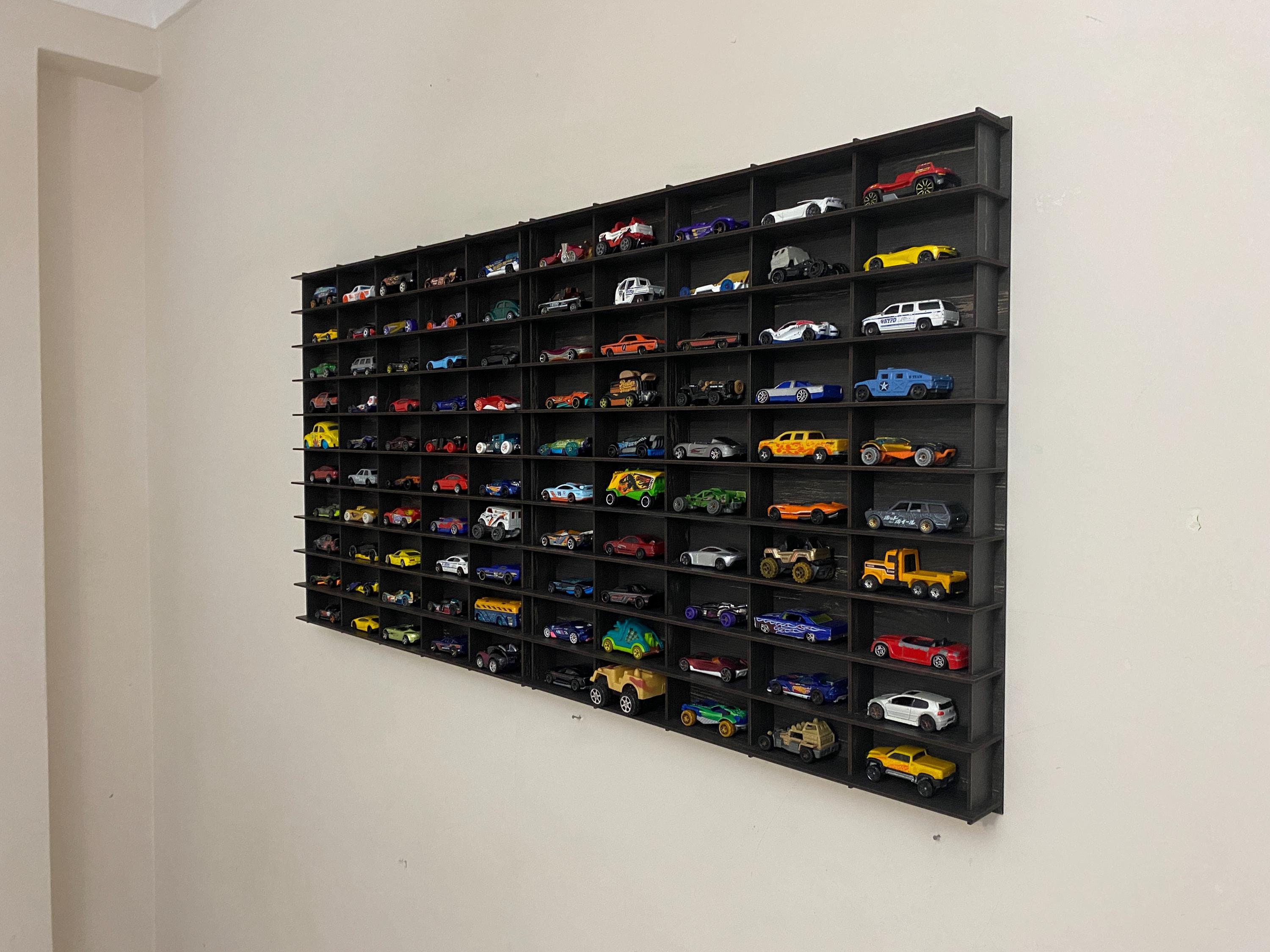 Old Black Toy Car Storage for 100 Cars, Wall Mounted Car Rack/shelf ...