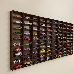 Walnut Toy Car Storage for 100 Cars, Wall Mounted Car Rack/shelf ...