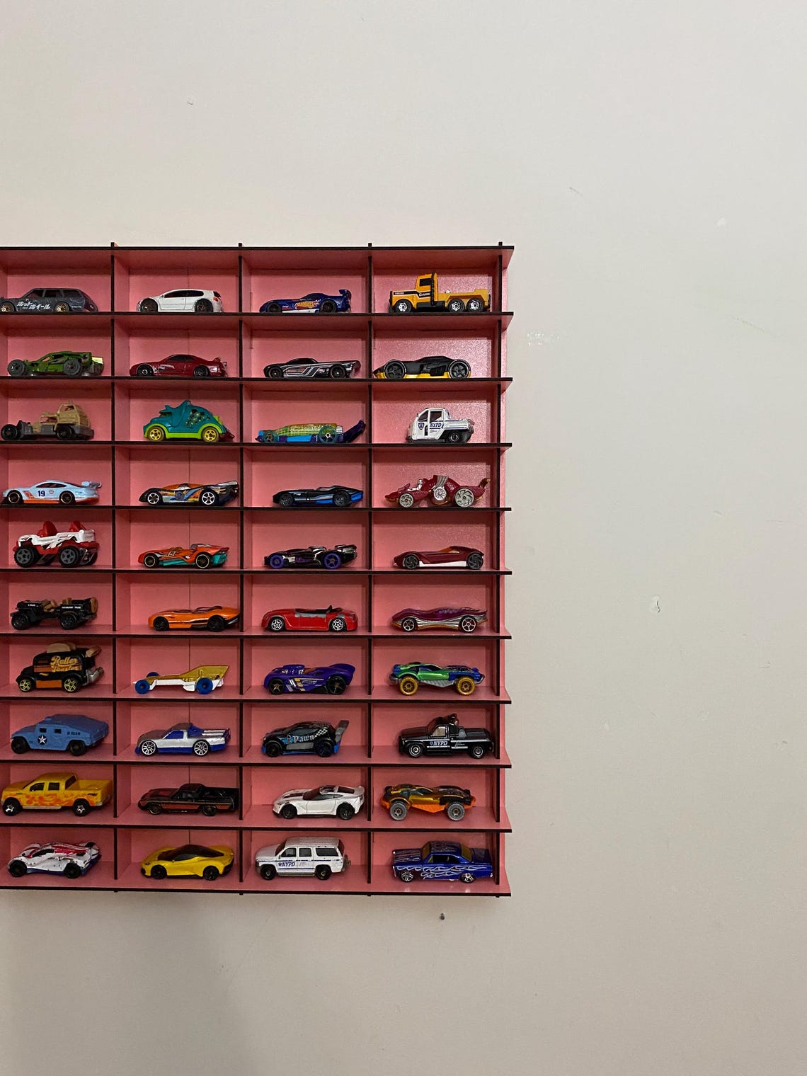 Pink Toy Car Storage for 100 Cars, Wall Mounted Car Rack/shelf ...