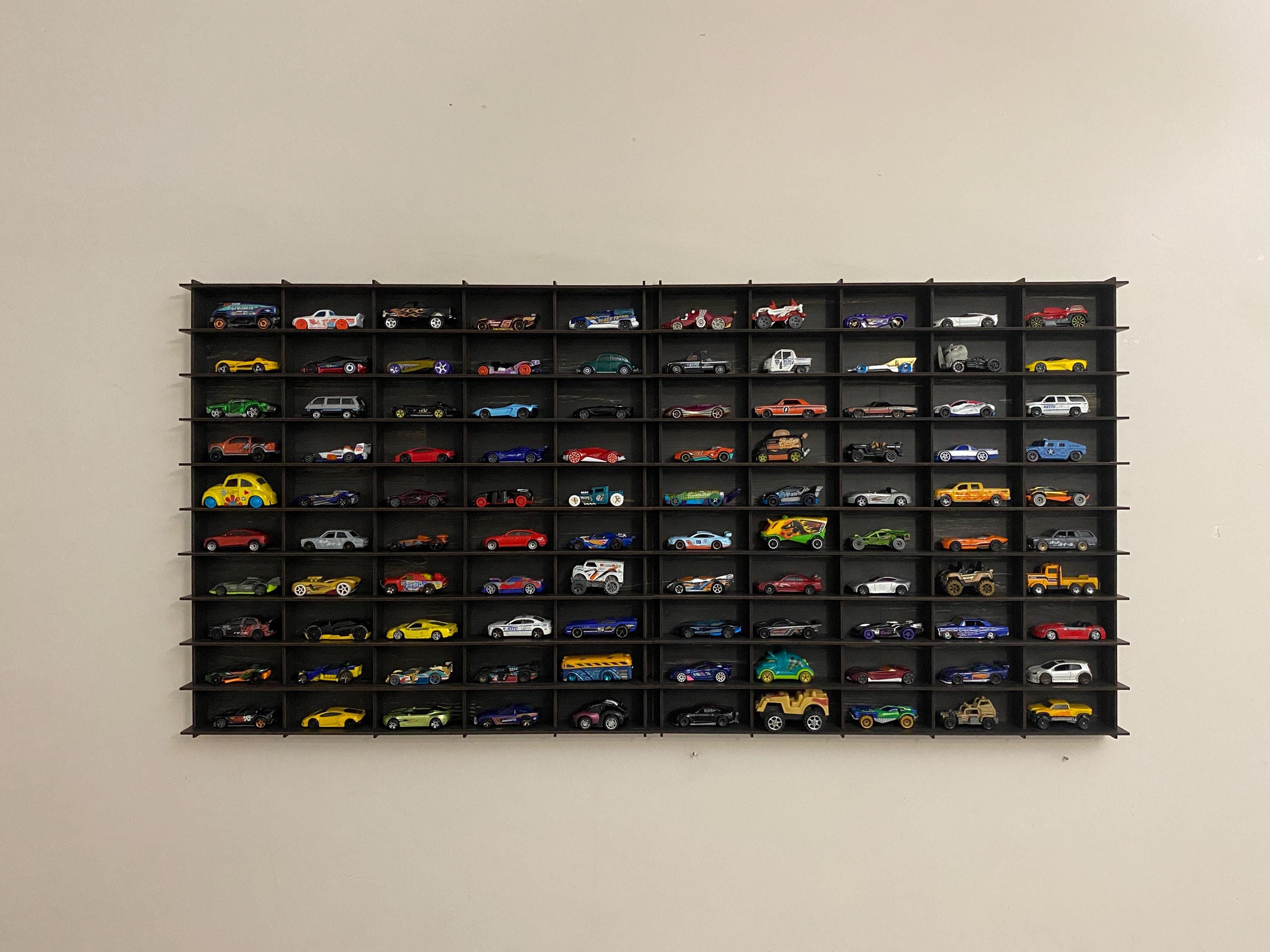 Old Black Toy Car Storage for 100 Cars, Wall Mounted Car Rack/shelf ...