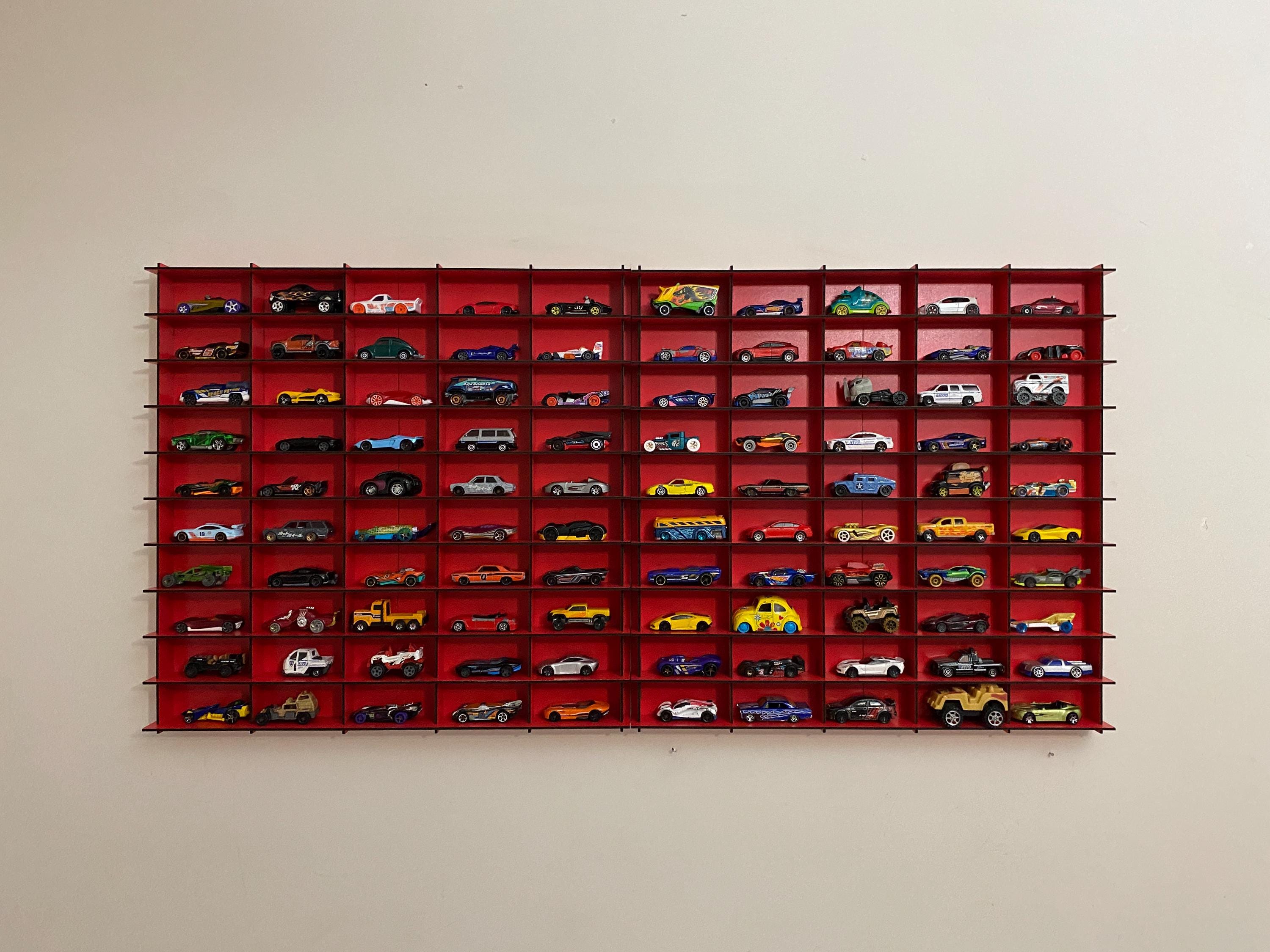 Red Toy Car Storage for 100 Cars, Wall Mounted Car Rack/shelf, Matchbox ...