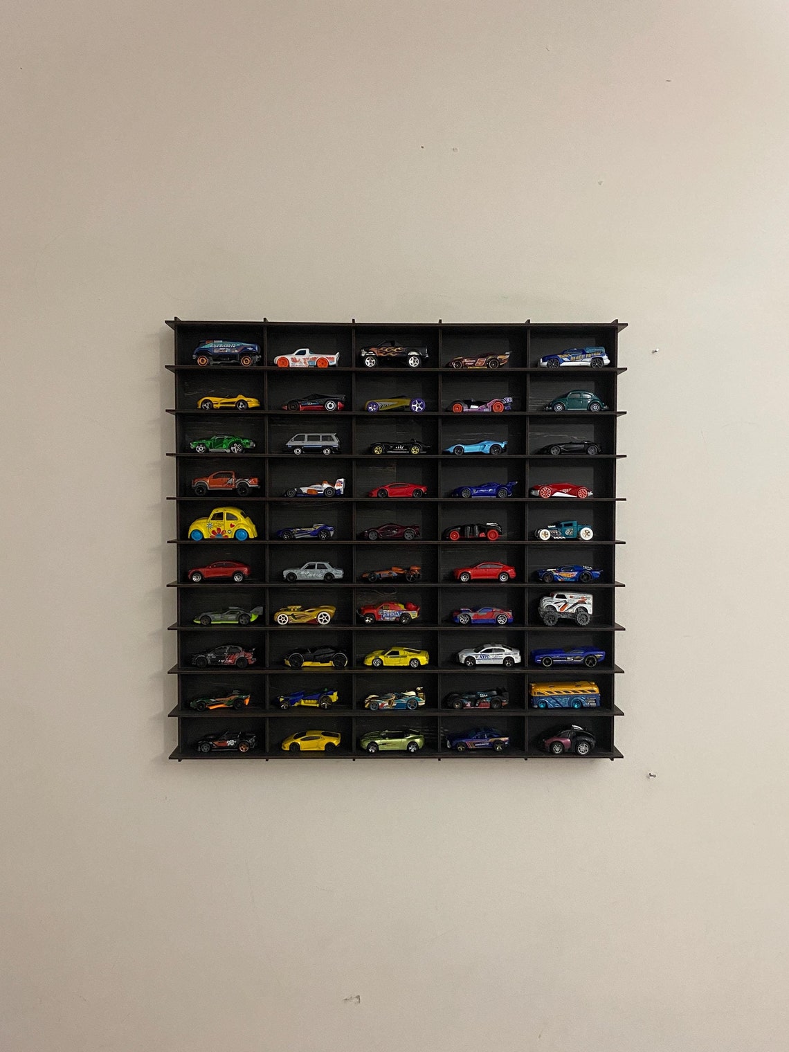 Black Toy Car Storage for 50 Cars, Wall Mounted Car Rack/shelf ...