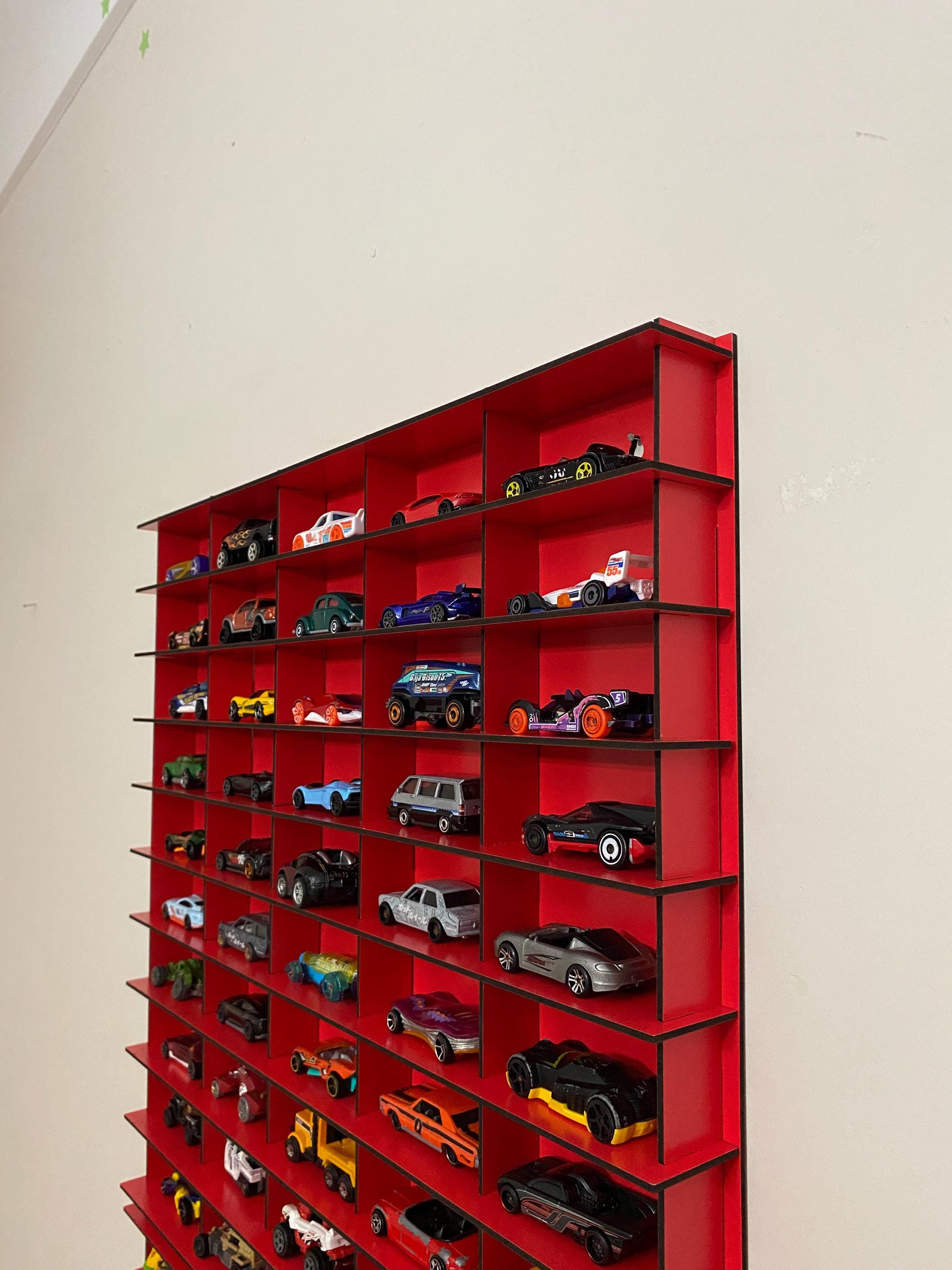 Red Toy Car Storage for 50 Cars, Wall Mounted Car Rack/shelf, Matchbox ...