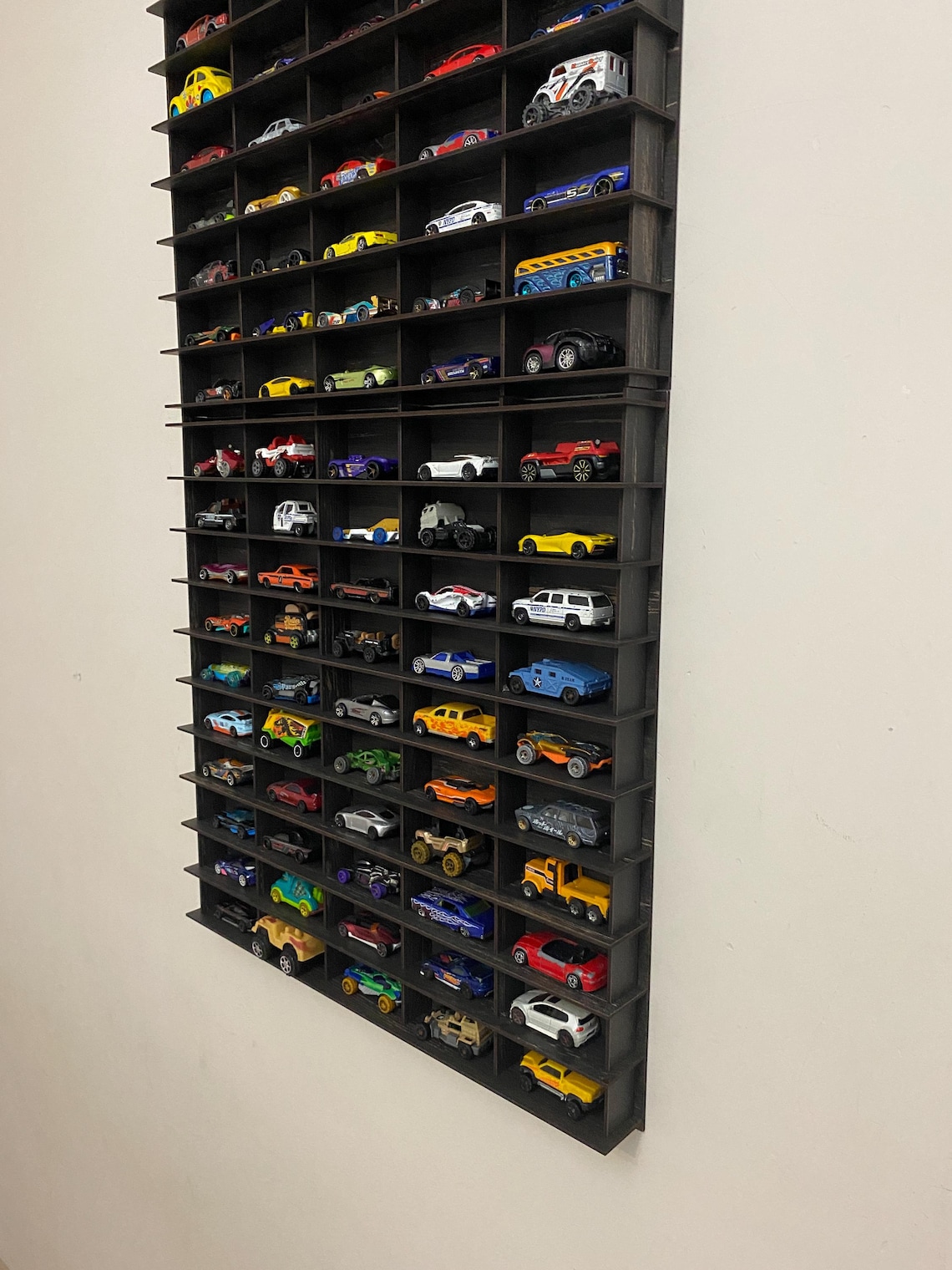 Old Black Toy Car Storage for 100 Cars, Wall Mounted Car Rack/shelf ...