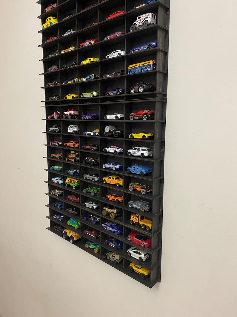 Old Black Toy Car Storage for 100 Cars, Wall Mounted Car Rack/shelf ...
