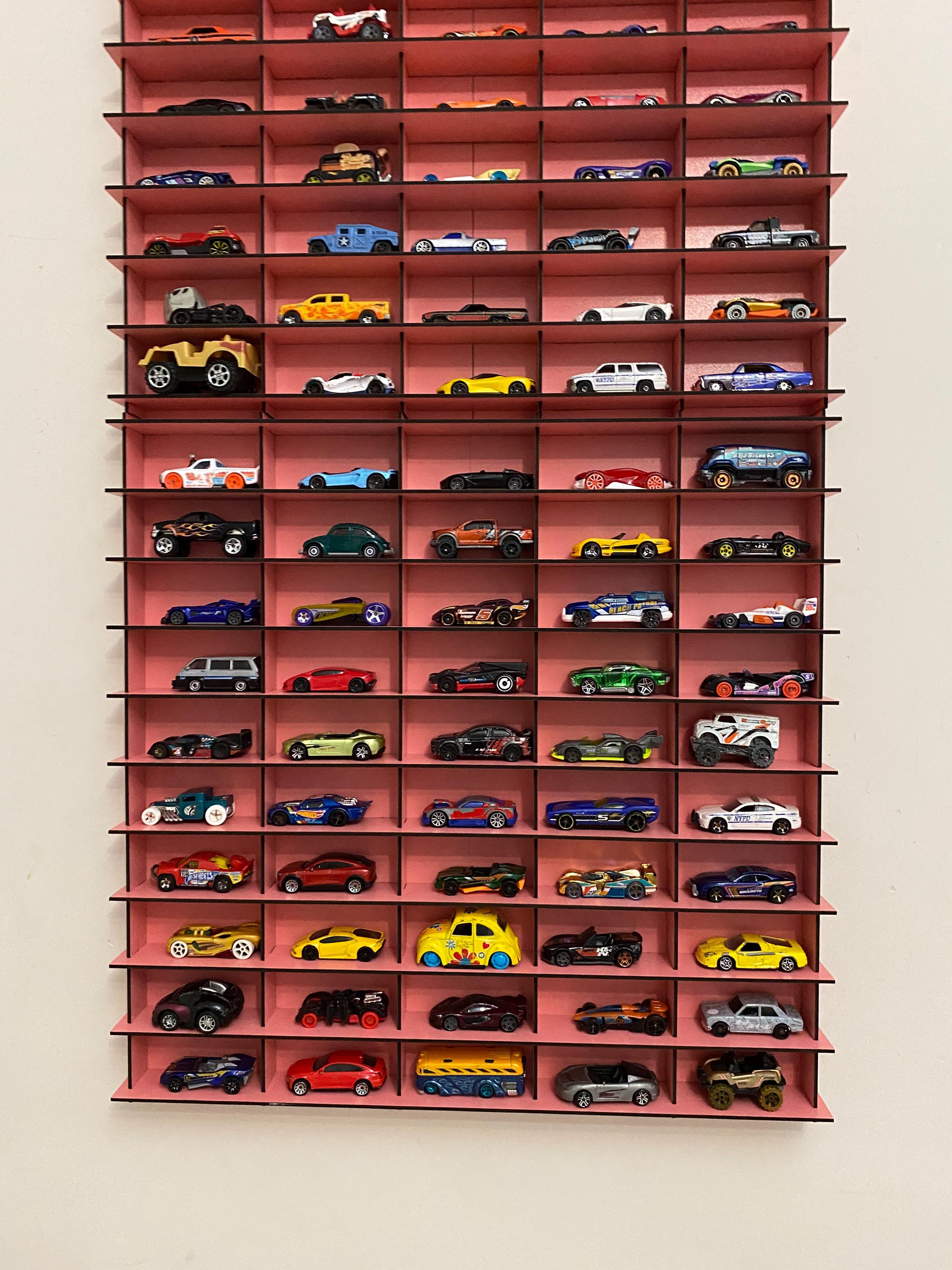 Pink Toy Car Storage for 100 Cars, Wall Mounted Car Rack/shelf ...