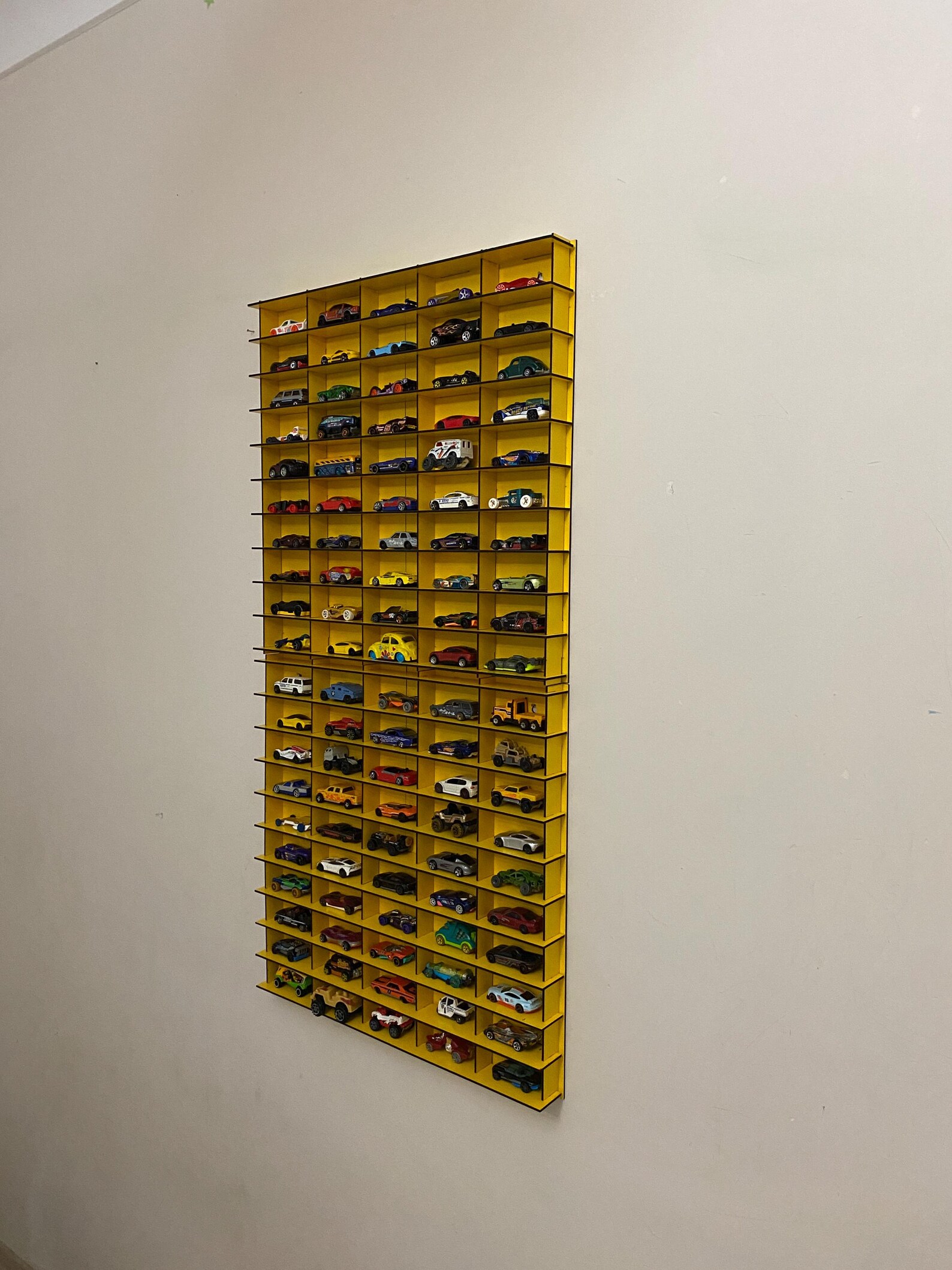 Yellow Toy Car Storage for 100 Cars, Wall Mounted Car Rack/shelf ...