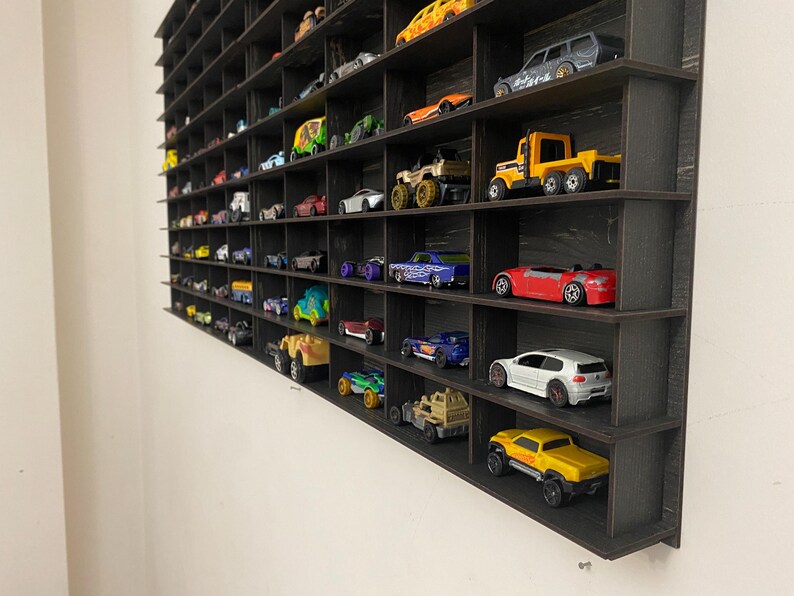 Black Toy Car Storage for 50 Cars, Wall Mounted Car Rack/shelf ...