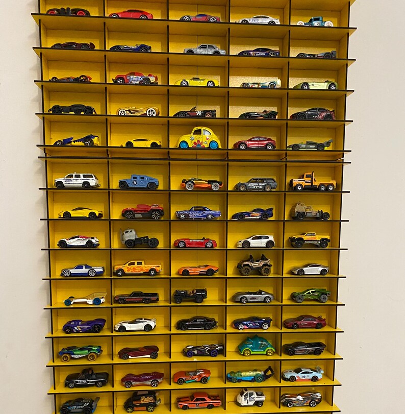Yellow Toy Car Storage for 100 Cars, Wall Mounted Car Rack/shelf ...
