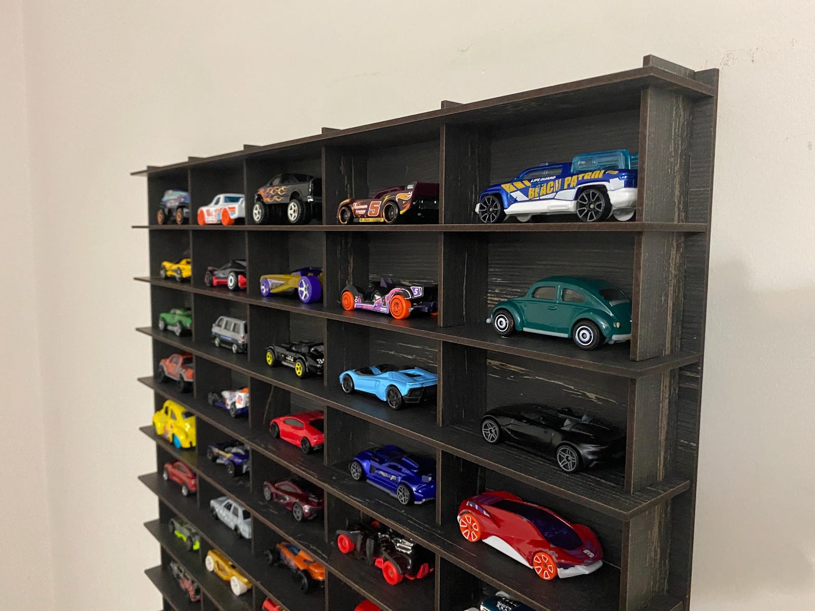 Black Toy Car Storage for 50 Cars, Wall Mounted Car Rack/shelf ...