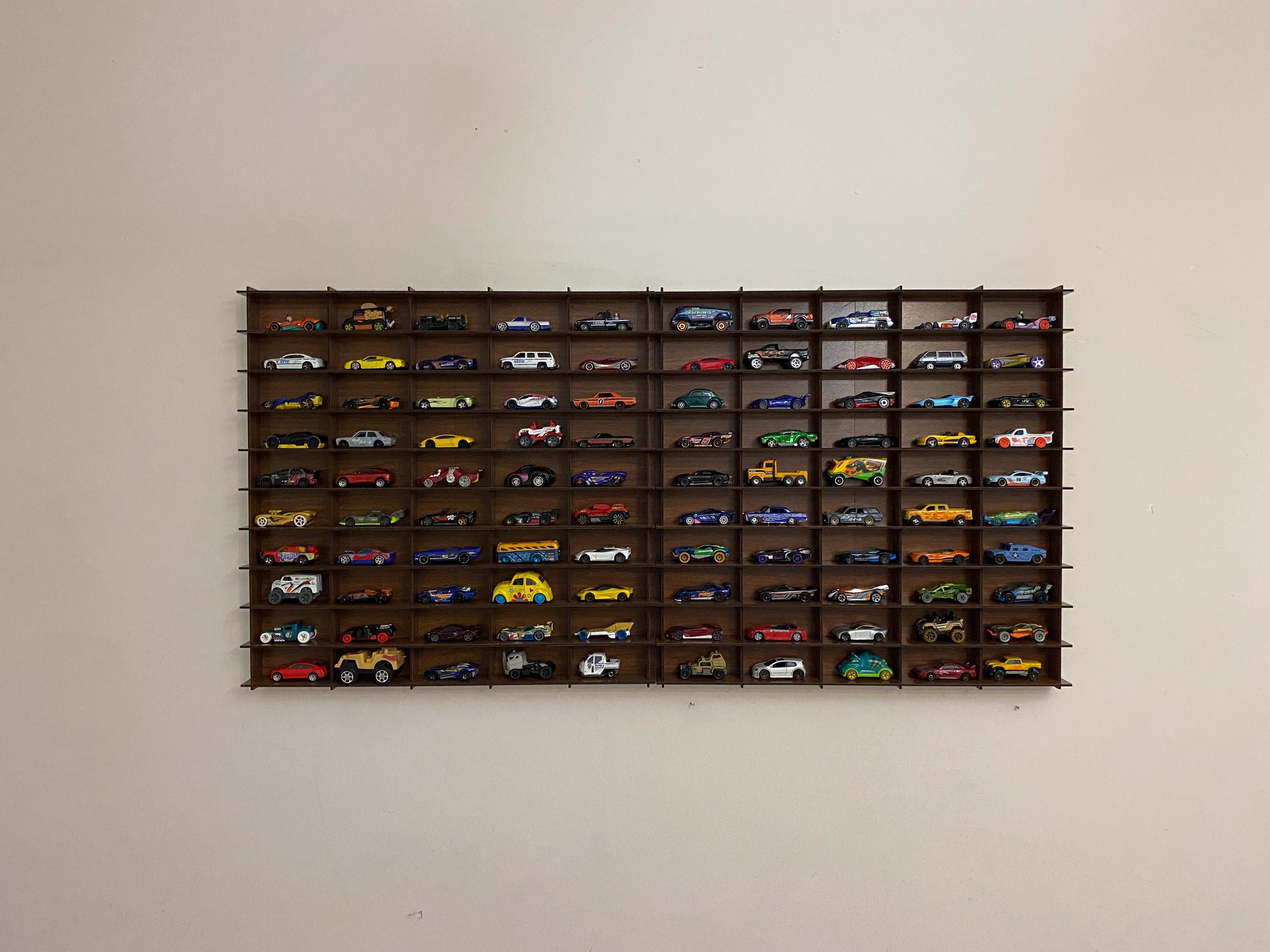 Walnut Toy Car Storage for 100 Cars, Wall Mounted Car Rack/shelf ...