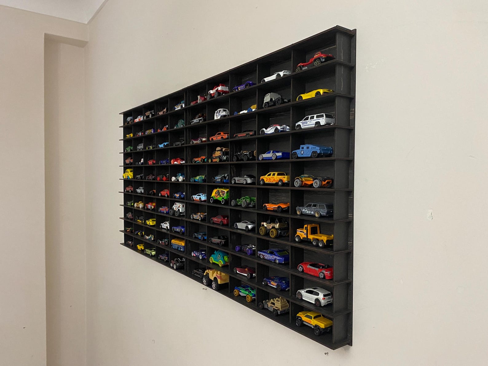 Old Black Toy Car Storage for 100 Cars, Wall Mounted Car Rack/shelf ...