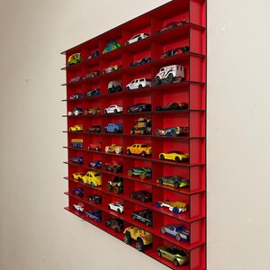 Red Toy Car Storage for 50 Cars, Wall Mounted Car Rack/shelf, Matchbox ...