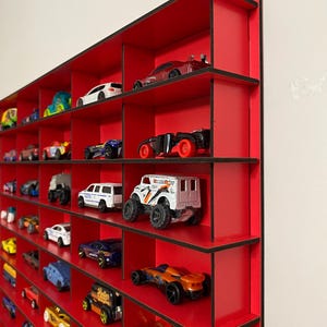 Red Toy Car Storage for 50 Cars, Wall Mounted Car Rack/shelf, Matchbox ...