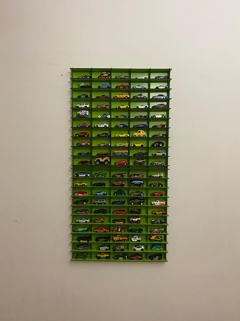 Green Toy Car Storage for 100 Cars, Wall Mounted Car Rack/shelf ...