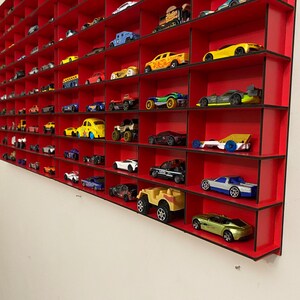 Red Toy Car Storage for 100 Cars, Wall Mounted Car Rack/shelf, Matchbox ...