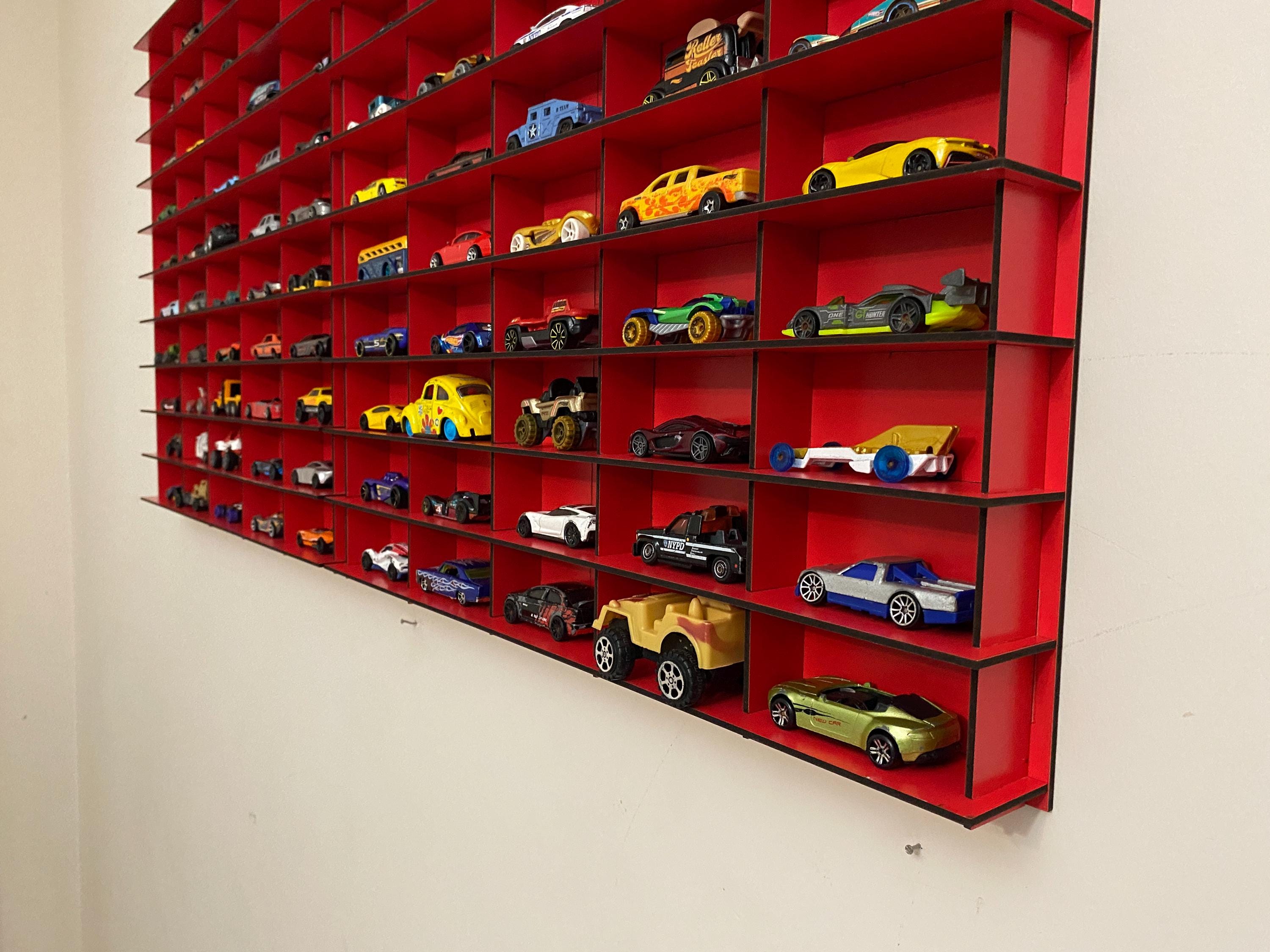 Red Toy Car Storage for 100 Cars, Wall Mounted Car Rack/shelf, Matchbox ...
