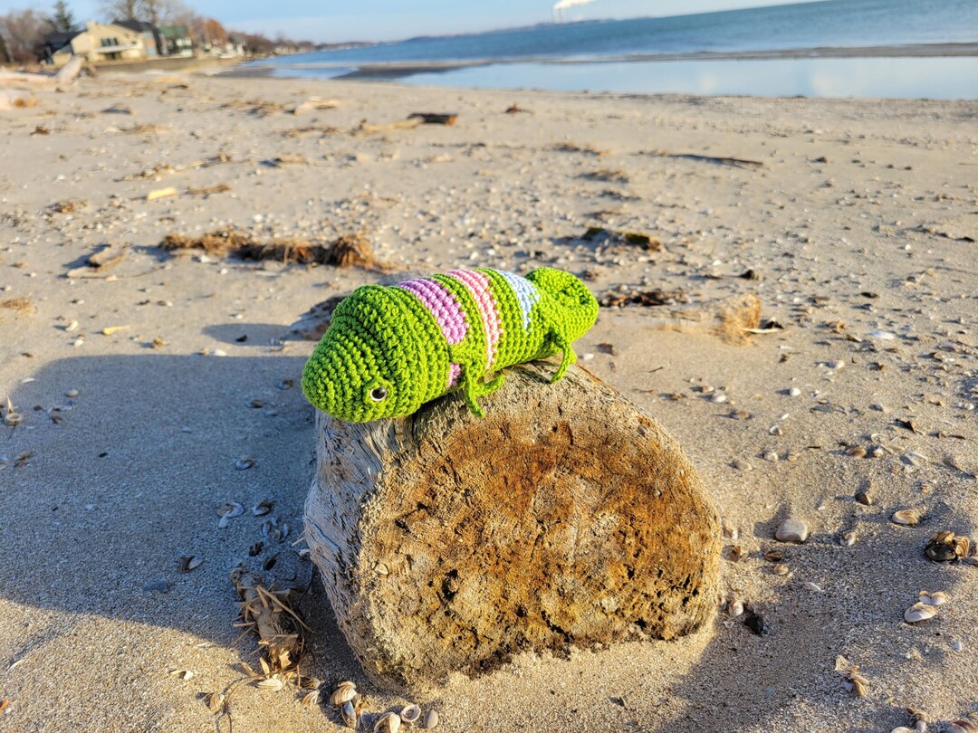 Green Chameleon Stuffy Stuffed Animal Chameleon Lizard Crochet Plush ...