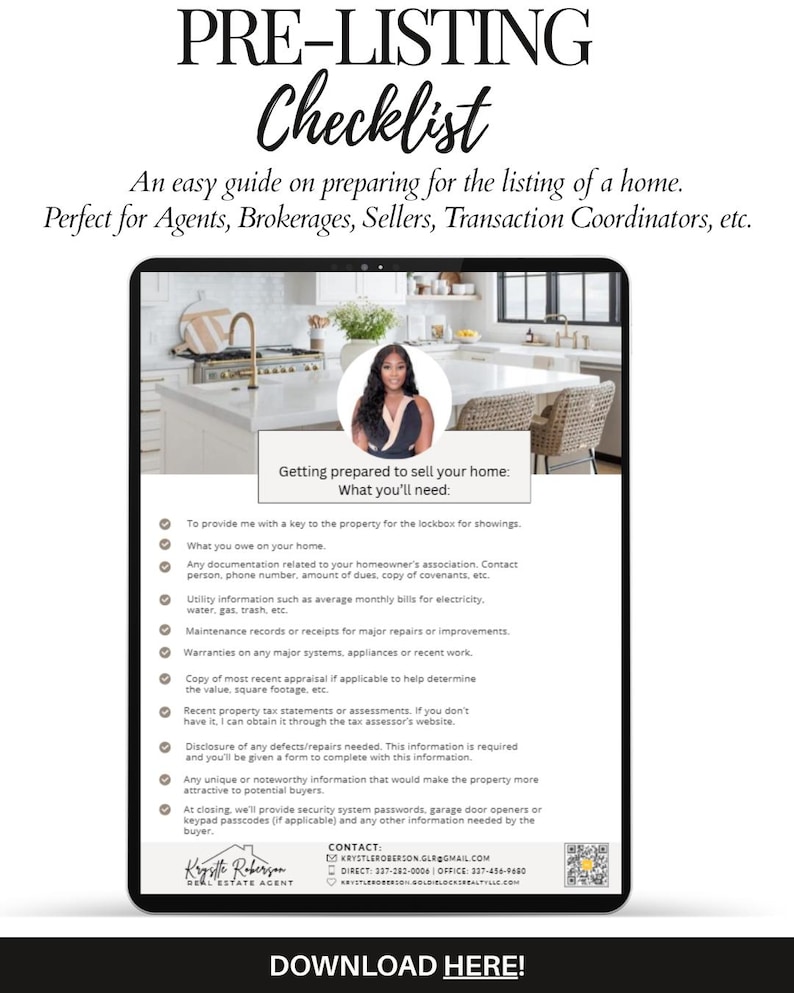 Real Estate Pre-listing Checklist, Agent Guide (canva Template) - Etsy