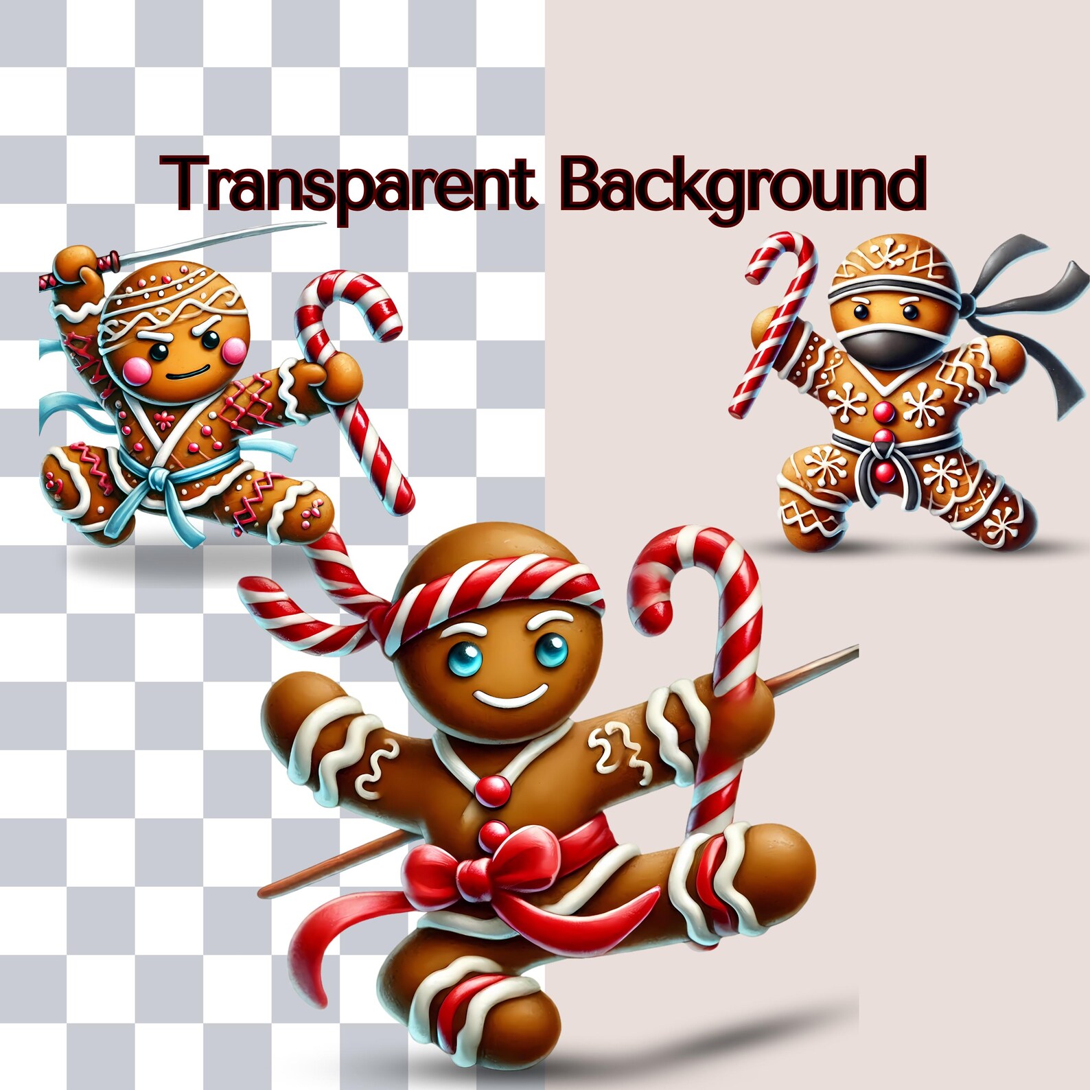 12 Gingerbread Man Clipart Set, Ninja Gingerbread Man, Christmas ...