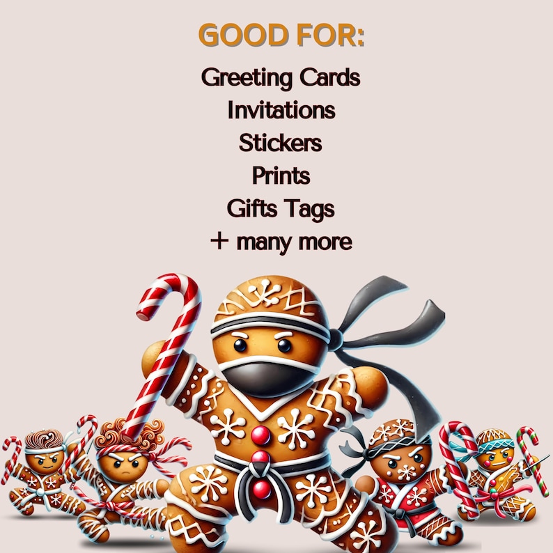 12 Gingerbread Man Clipart Set, Ninja Gingerbread Man, Christmas ...