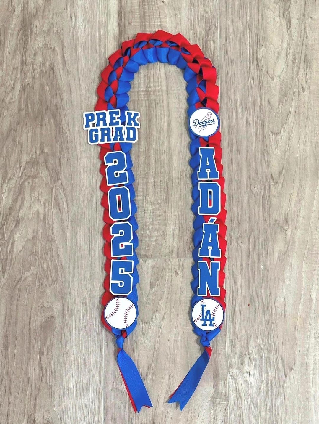 Dodgers Theme Graduation Lei, Custom Name Ribbon, Baseball Grad Lei - Etsy