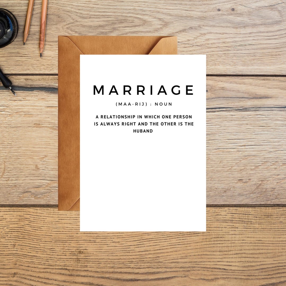 Marriage - Humorous Dictionary Style Card – Perfect for Weddings ...