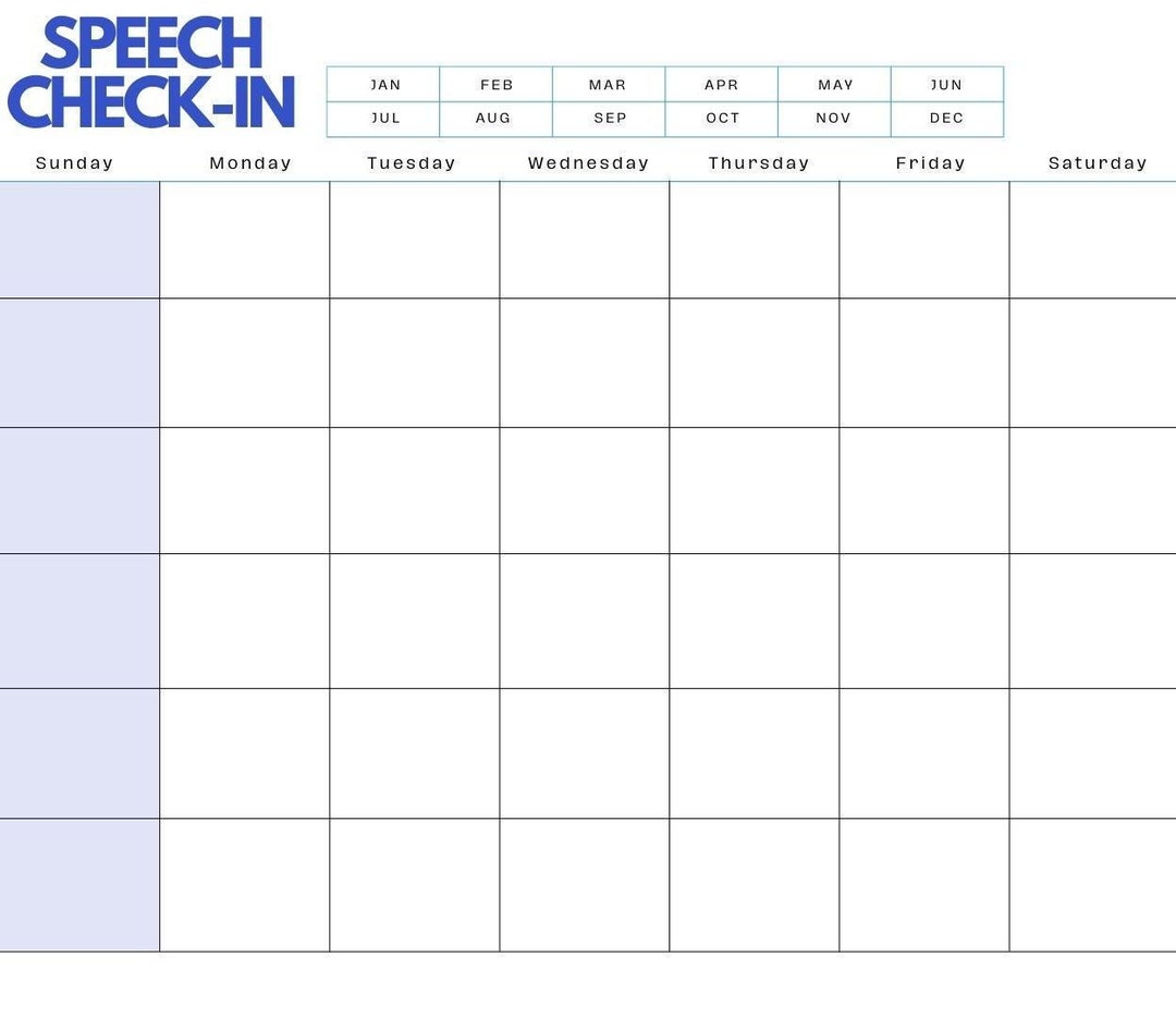 Speech Sound Generalization / Self Monitoring Calendar - Etsy