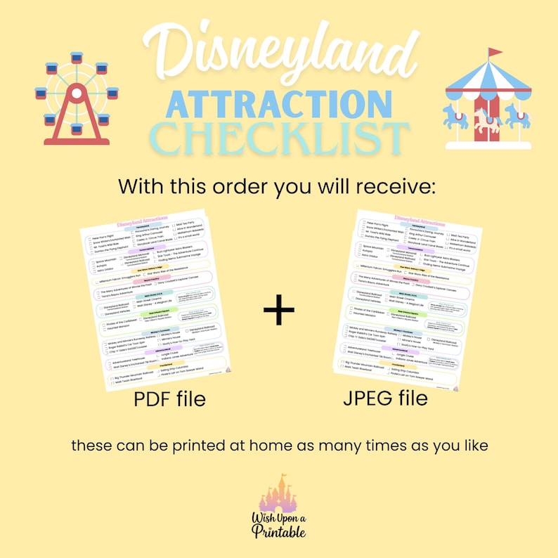 Disneyland and California Adventure Attraction Checklist - Etsy