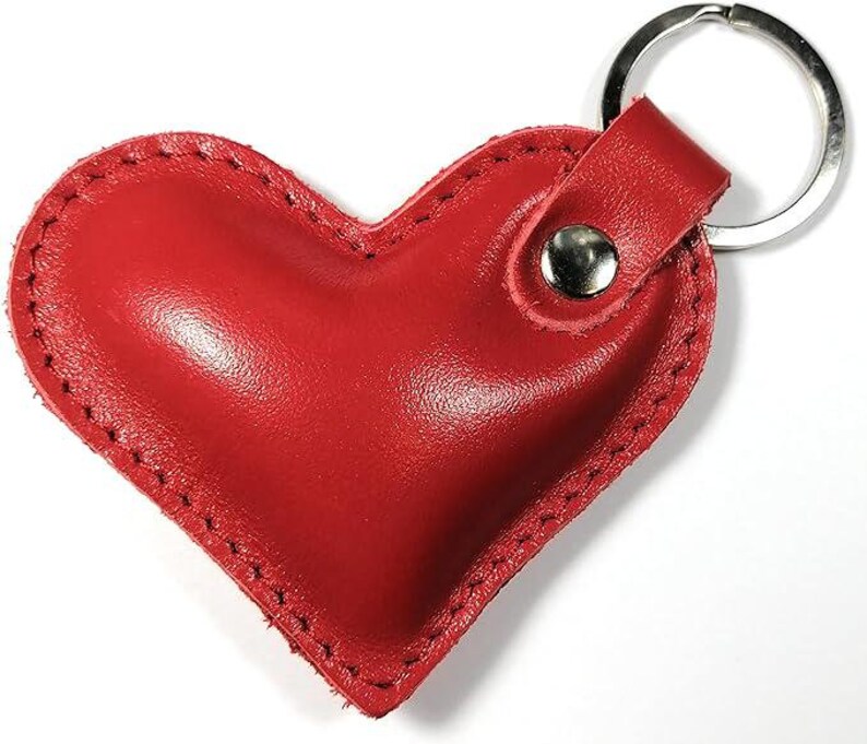 Red Leather Heart Key Chain Bag Charm Valentine's Gift - Etsy