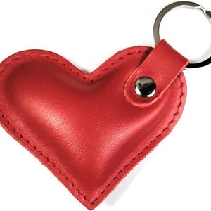 Red Leather Heart Key Chain Bag Charm Valentine's Gift - Etsy
