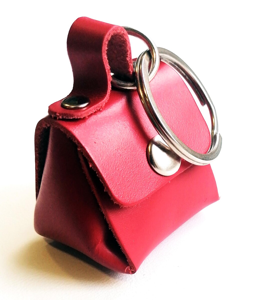 Red Leather Coin Pouch Keychain: Miniature Backpack Bag Charm - Etsy