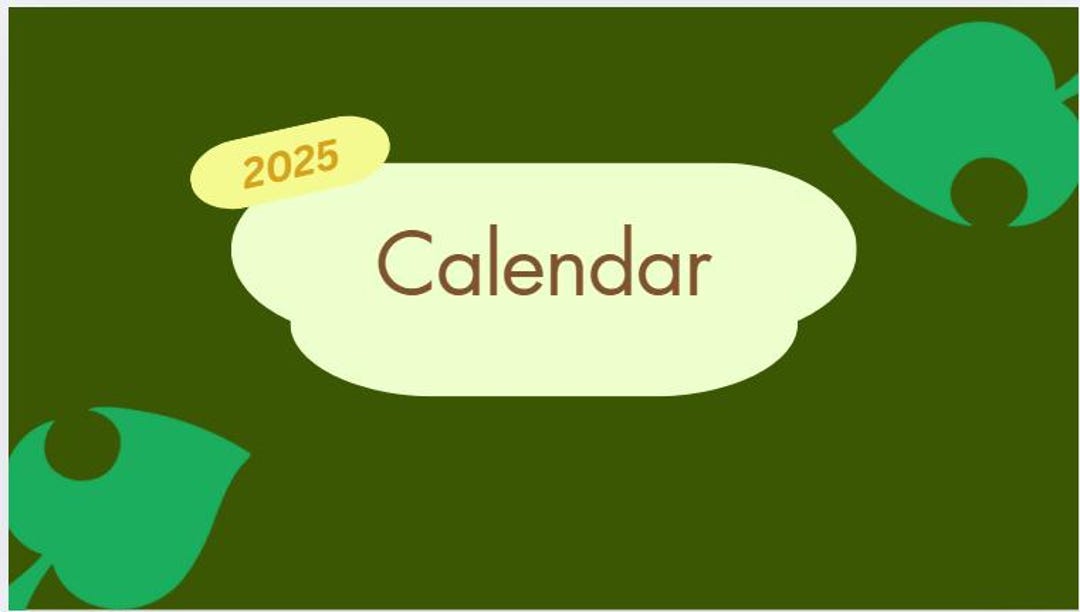 2025 Animal Crossing Inspired Calendar Etsy