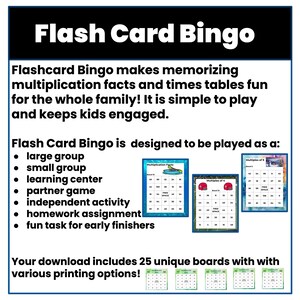 3rd Grade Christmas Math Printable Multiplication Flash Card Bingo Game ...