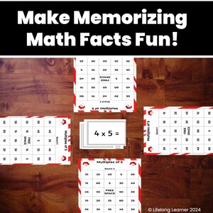 3rd Grade Christmas Math Printable Multiplication Flash Card Bingo Game ...
