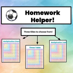 Multiplication Chart Times Table Pastel Soccer NO PREP Printable ...