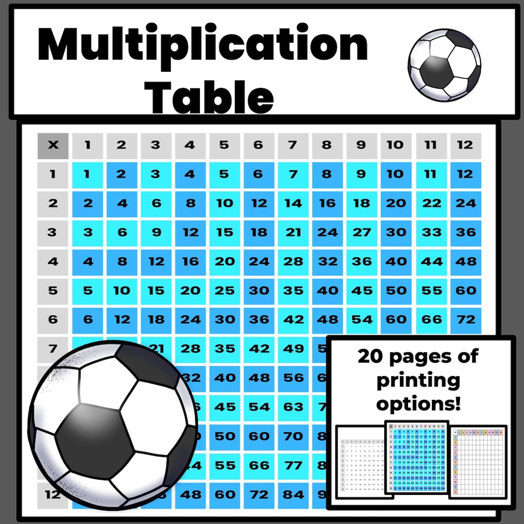 Multiplication Chart Soccer Times Table NO PREP Printable Worksheets ...
