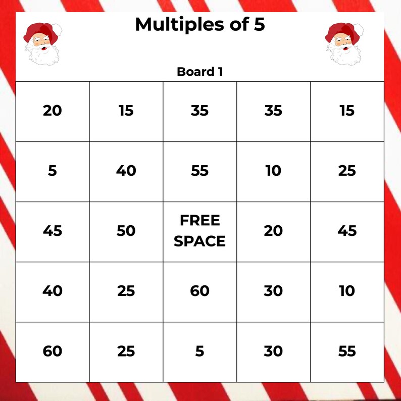3rd Grade Christmas Math Printable Multiplication Flash Card Bingo Game ...