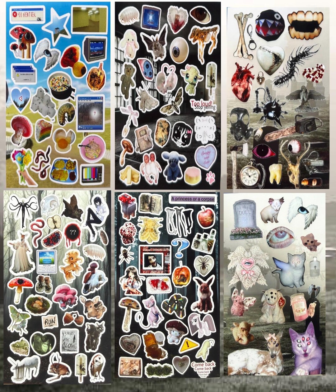 Creepycore Themed Sticker Bundle Pack 100+ Stickers, Liminal Space ...