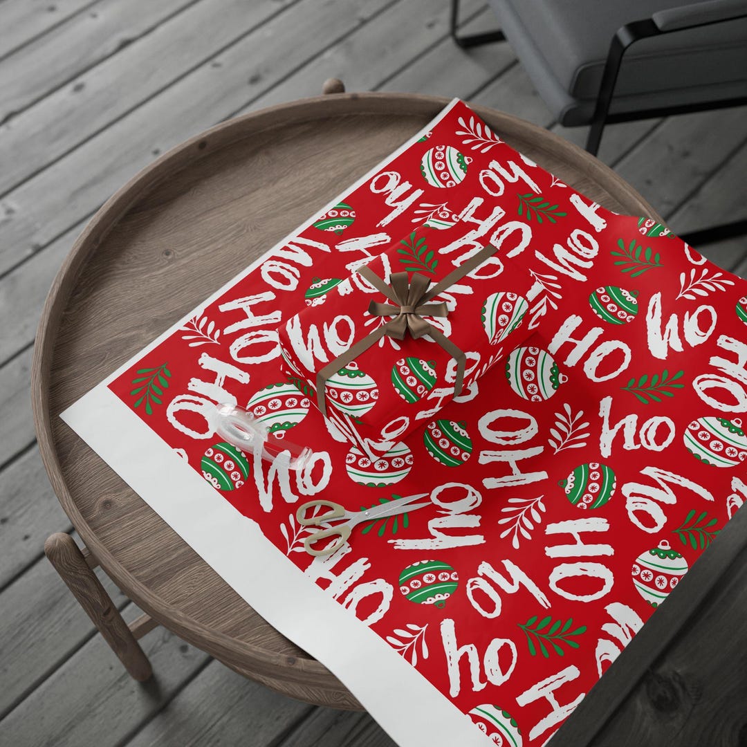 Ho Ho Ho Christmas Wrapping Paper, Red Wrapping Paper, Red Christmas ...