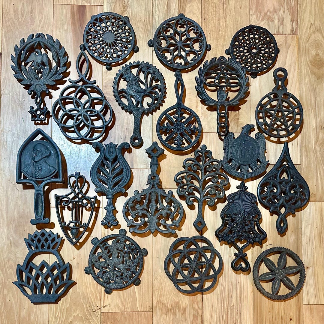 21 Wrought Iron, WILTON Cast Iron Vintage Trivets, Rustic Primative ...