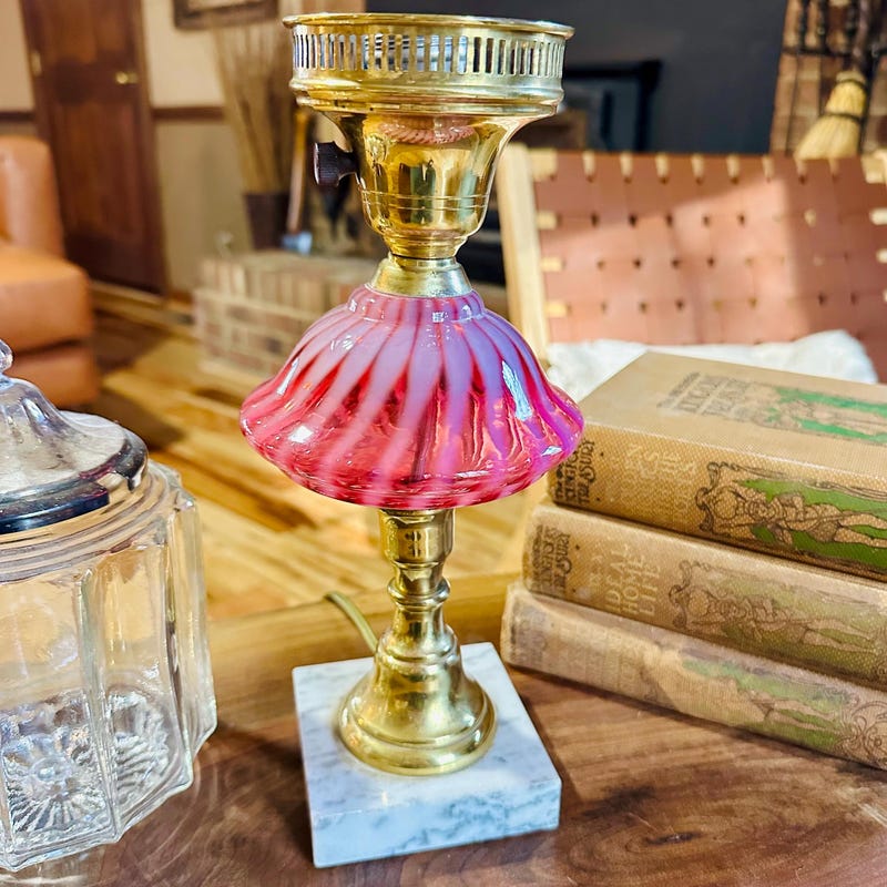 Cranberry Glass Lamp - Etsy