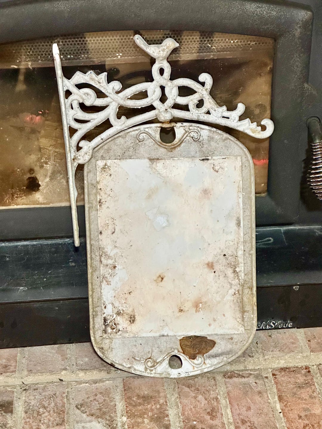 White Painted Wrought Iron Cast Iron Hanging Sign & Bracket, Victorian ...