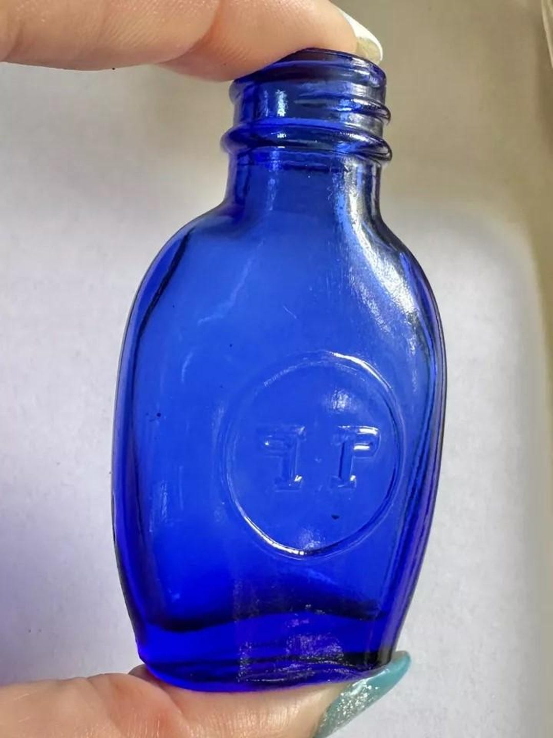 Antique Cobalt Blue Glass Tablet Bottle, BP Co. Bottle, Vintage ...