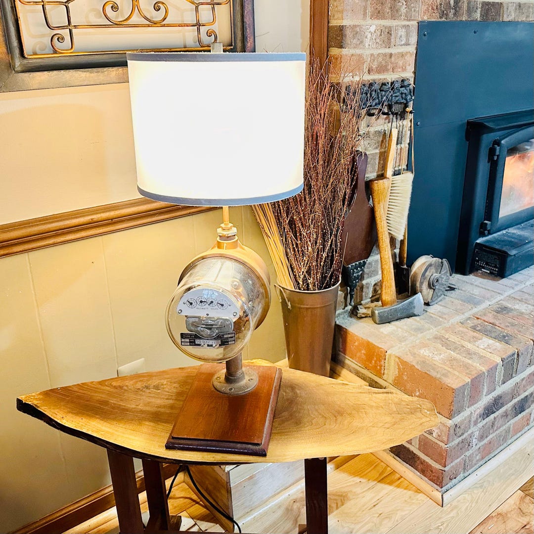Vintage Table Lamp, Power Meter Lamp, Electric Meter Lamp, , Handmade ...