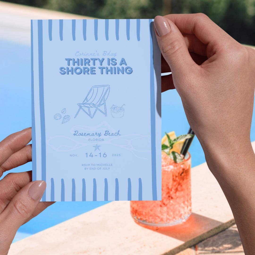 Coastal Birthday Invitation, Menu & Game Bundle, Editable Customizable ...