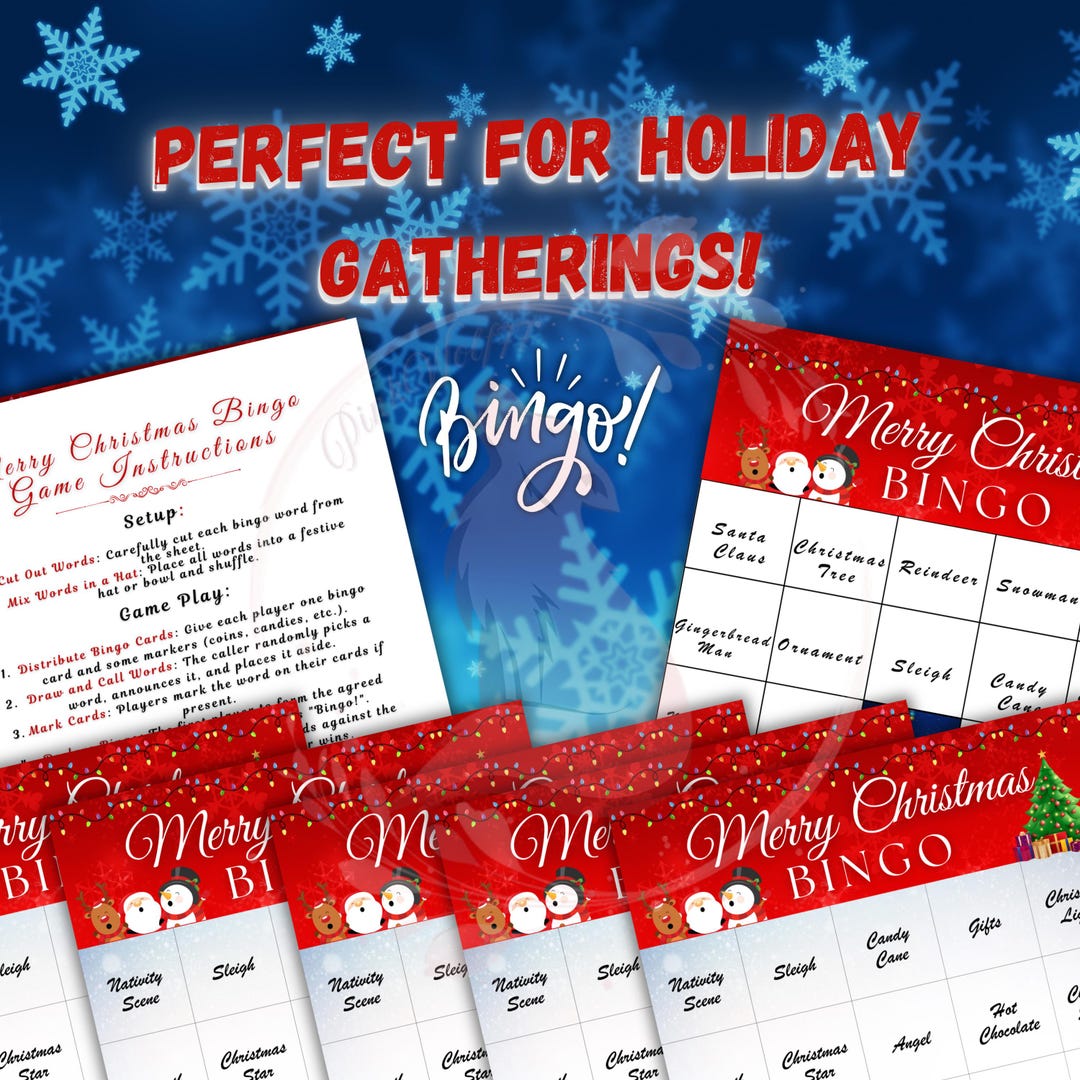 50 Christmas Bingo Cards | Festive Holiday Party Game for Office ...