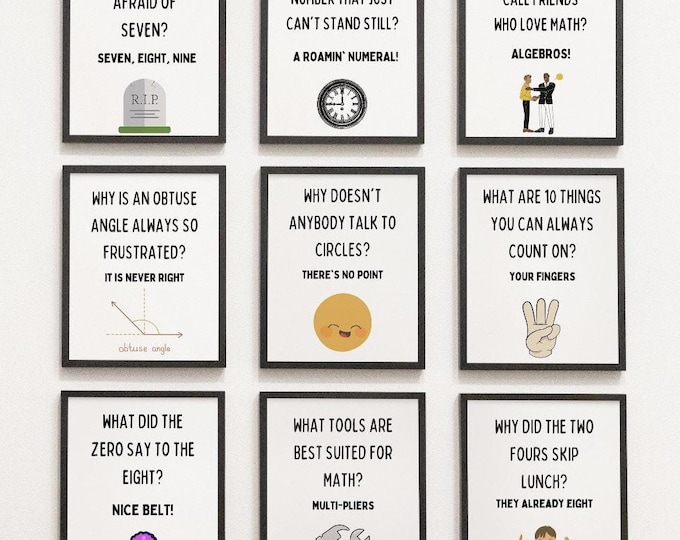 9 Funny Math Posters, Puns, Classroom Posters, Math Classroom Decor ...