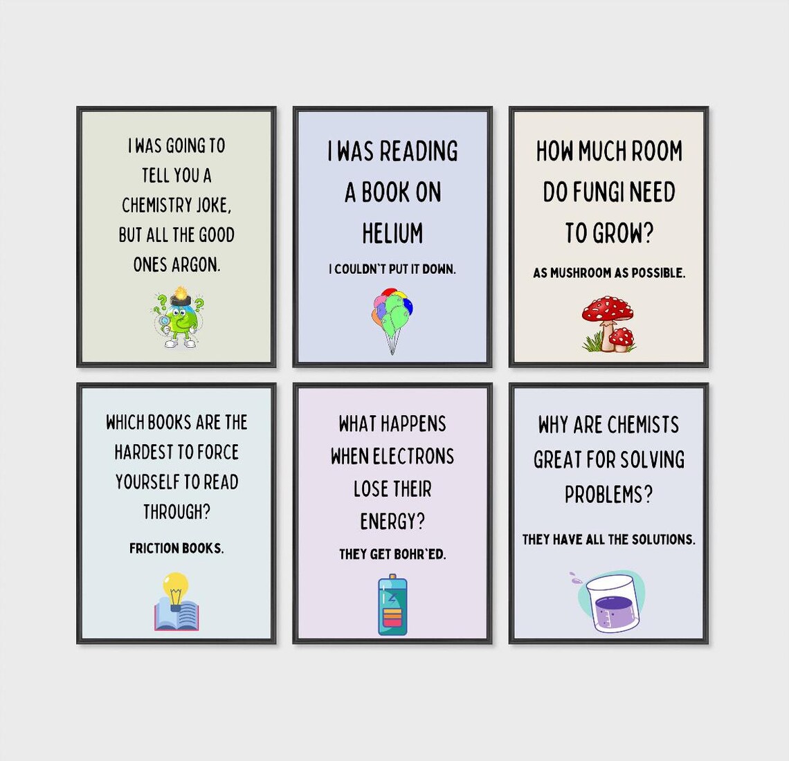 24 Funny Puns Classroom Poster Bundle, Math, Music, English, Science ...