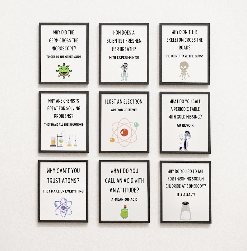 9 Funny Science Posters, Science Classroom Posters, Puns, Jokes ...